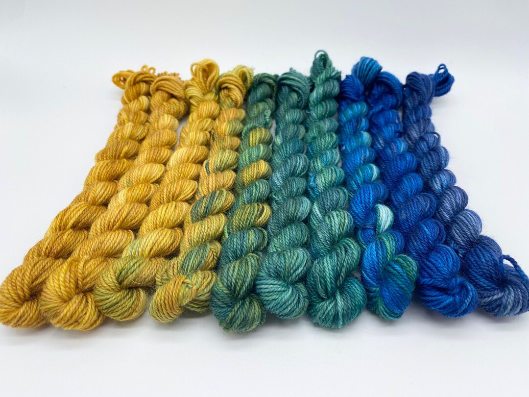 Custom Size Fade Gradient Hand-dyed Set Mini Skein Shawl Sweater Fields ...