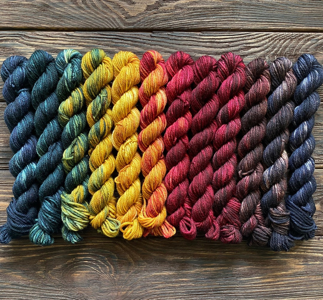 Custom Size Fade Gradient Hand-dyed Set Mini Skeins Shawl Sweater Fall ...