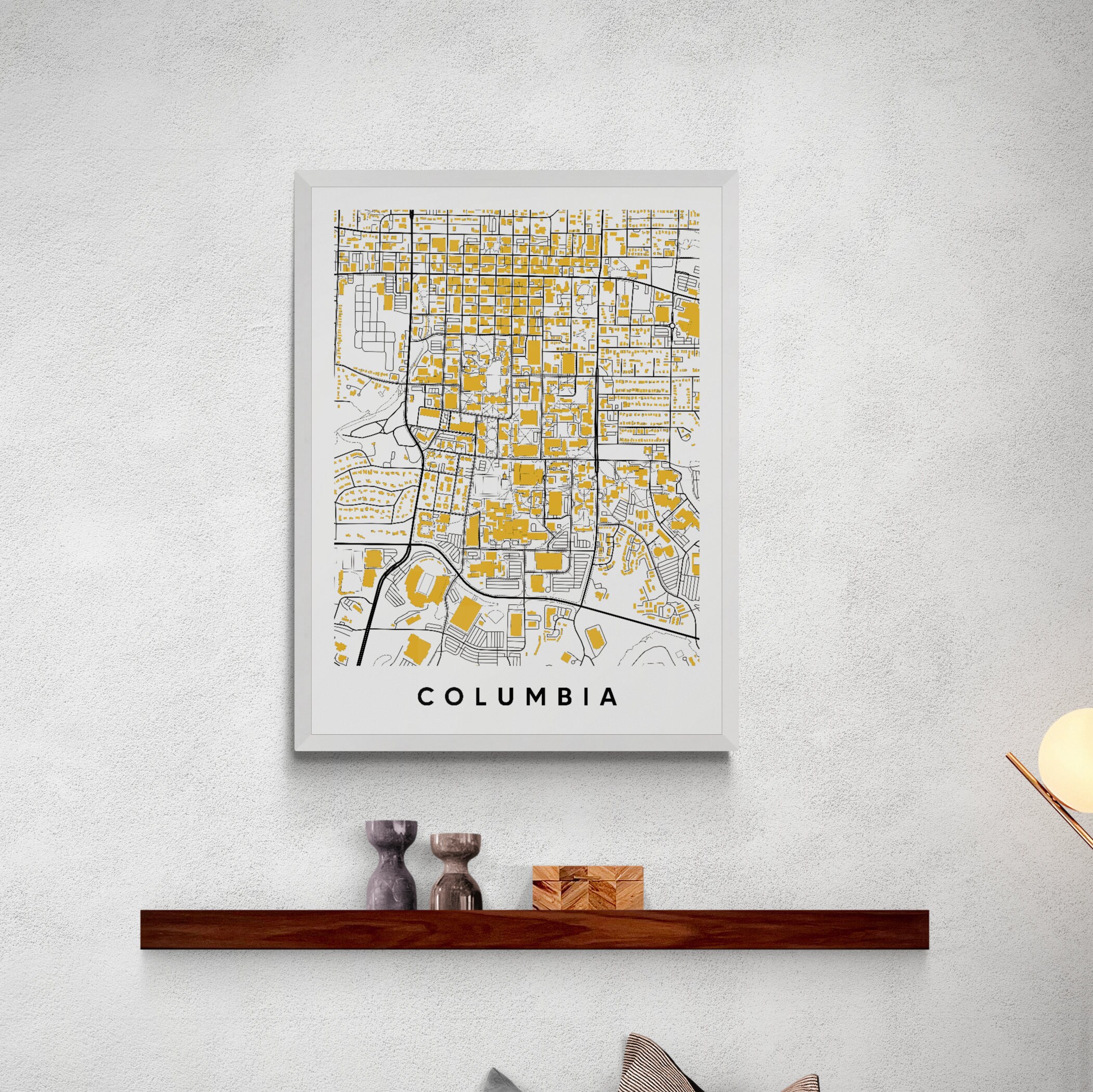 College Town Map, Columbia MS Map Print, College Graduation Gift ...