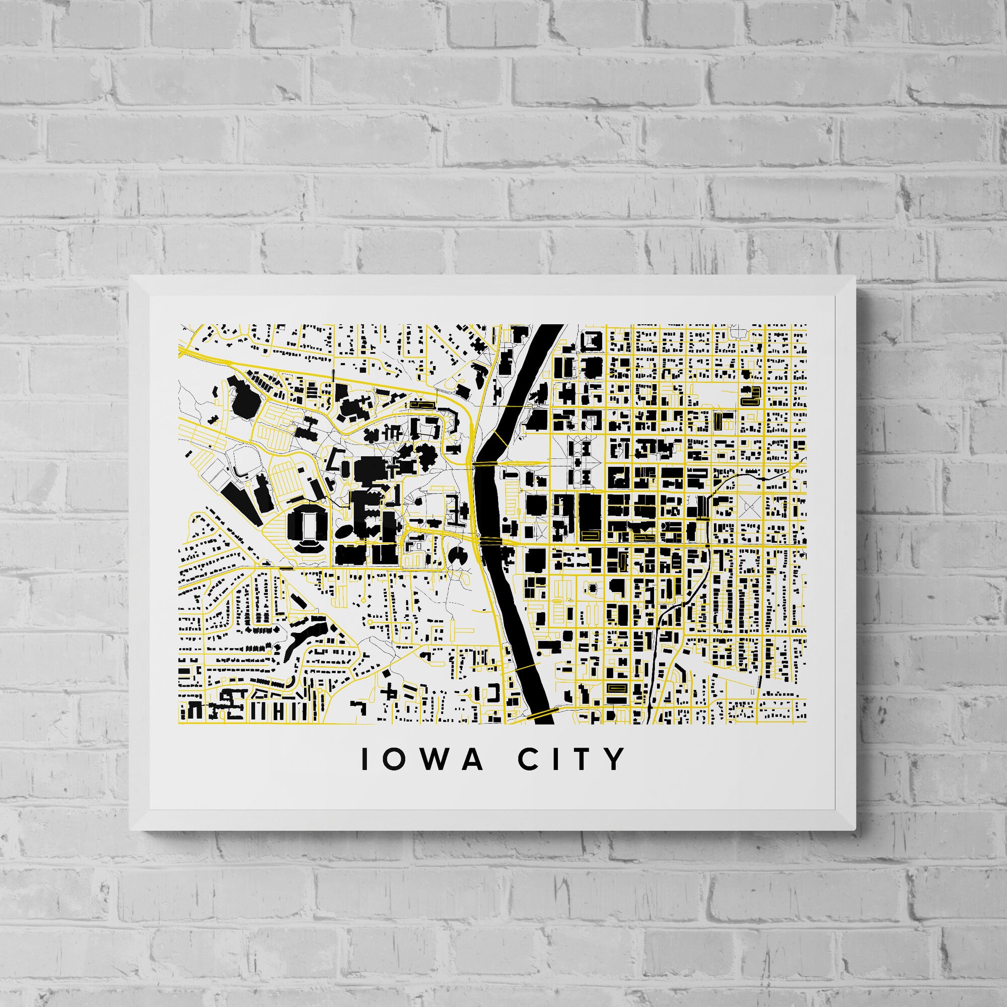 College Town Map, Iowa City Map Print, College Graduation Gift ...