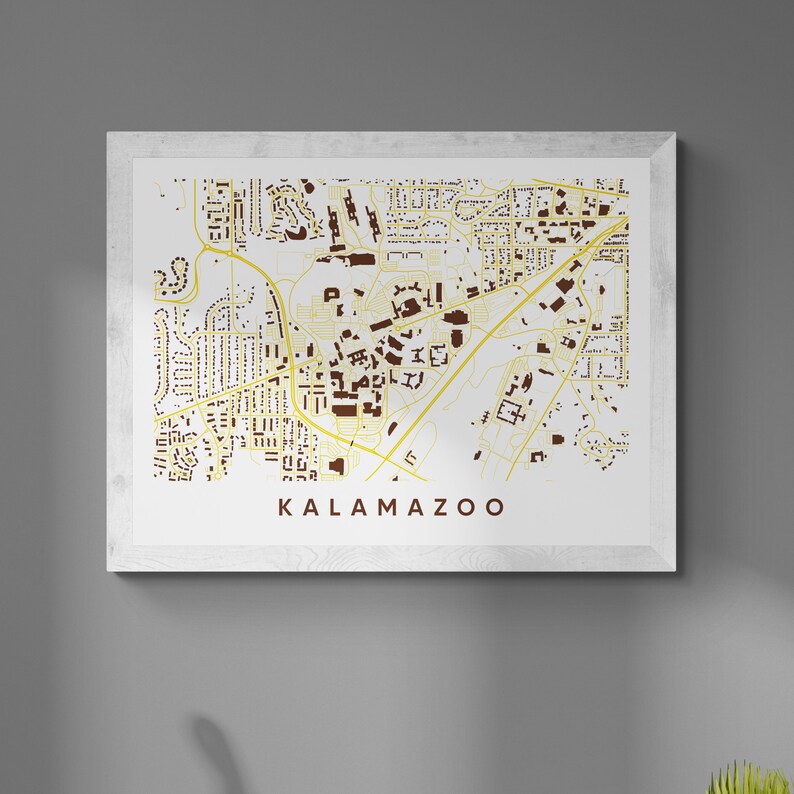 Kalamazoo College Town Map, Western Michigan University Map Print ...