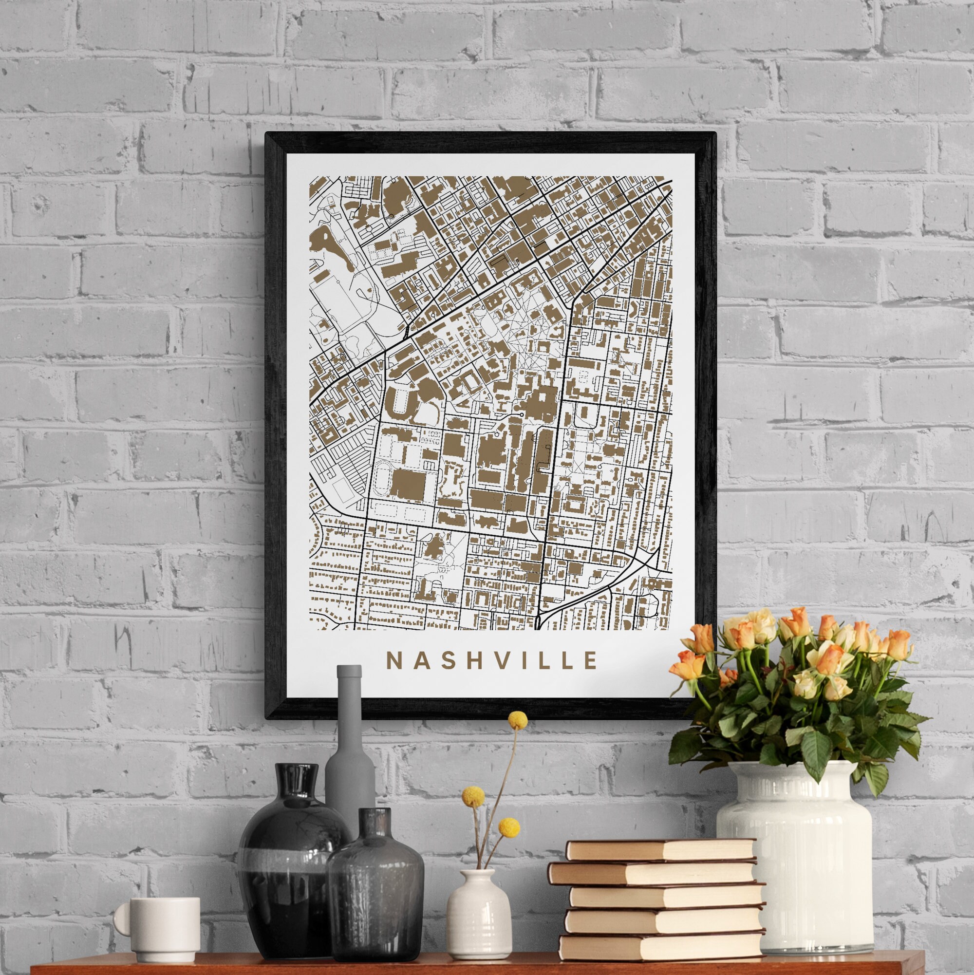 College Town Map, Nashville Map Print, College Graduation Gift ...