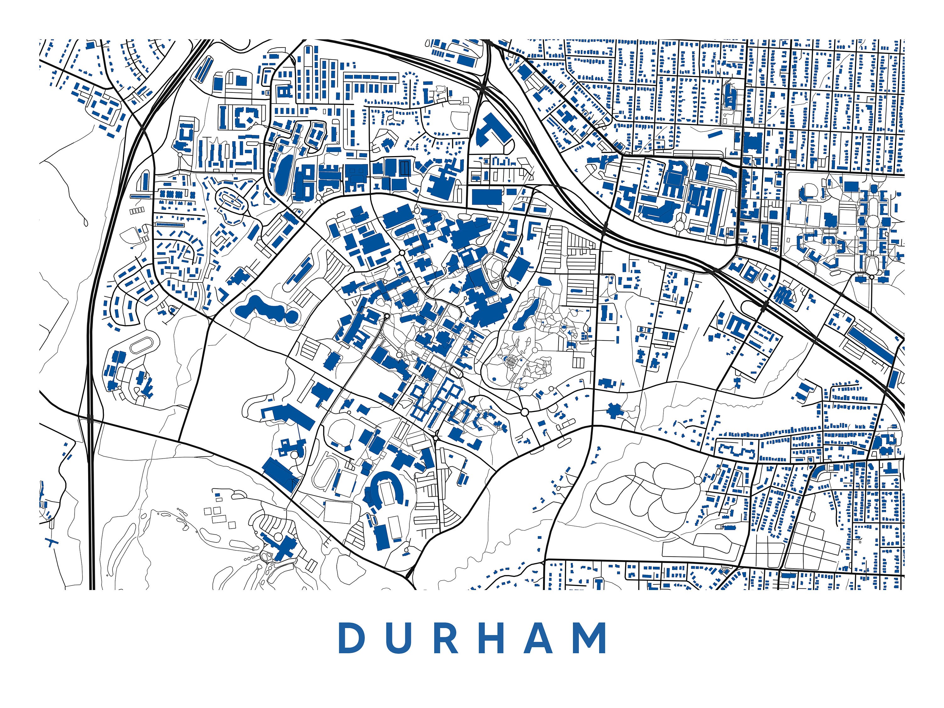 Durham Map, College Town Map, College Graduation Gift, Duke University ...