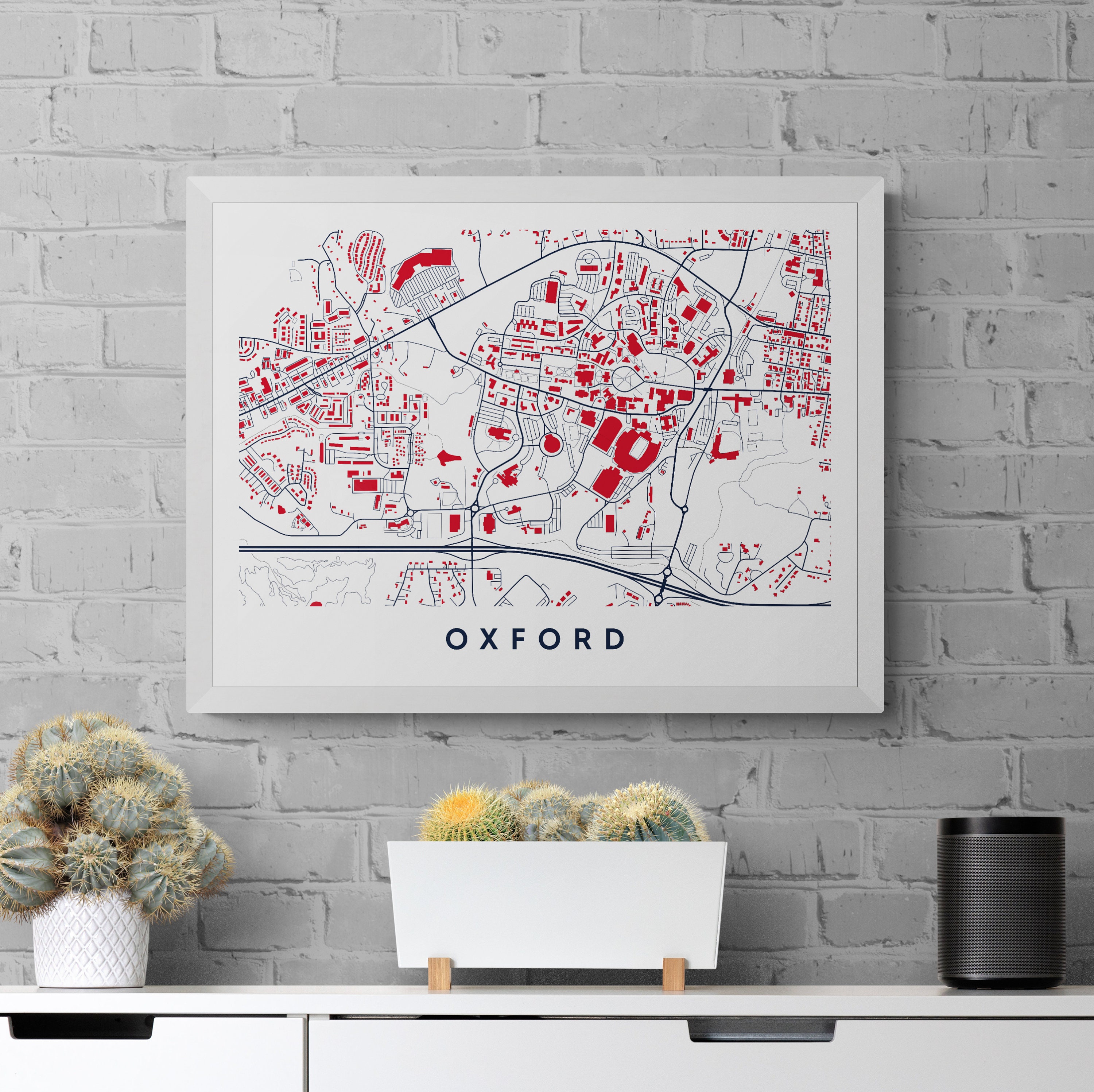 College Town Map Ole Miss Oxford Map Print College - Etsy