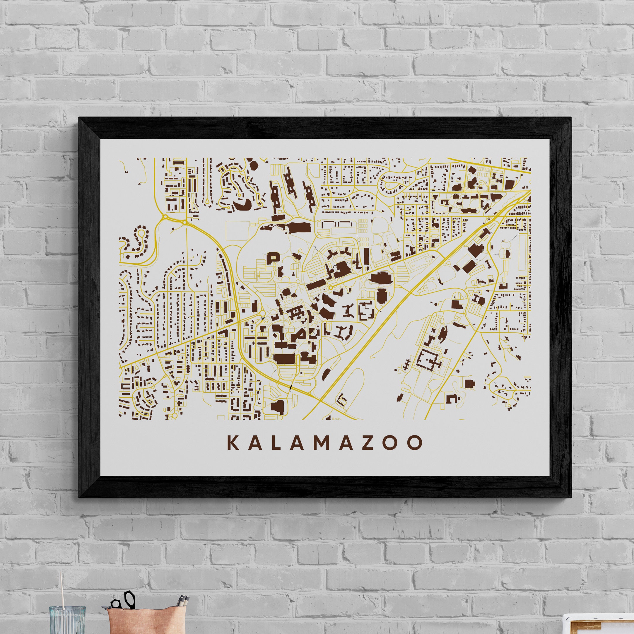 Kalamazoo College Town Map, Western Michigan University Map Print ...