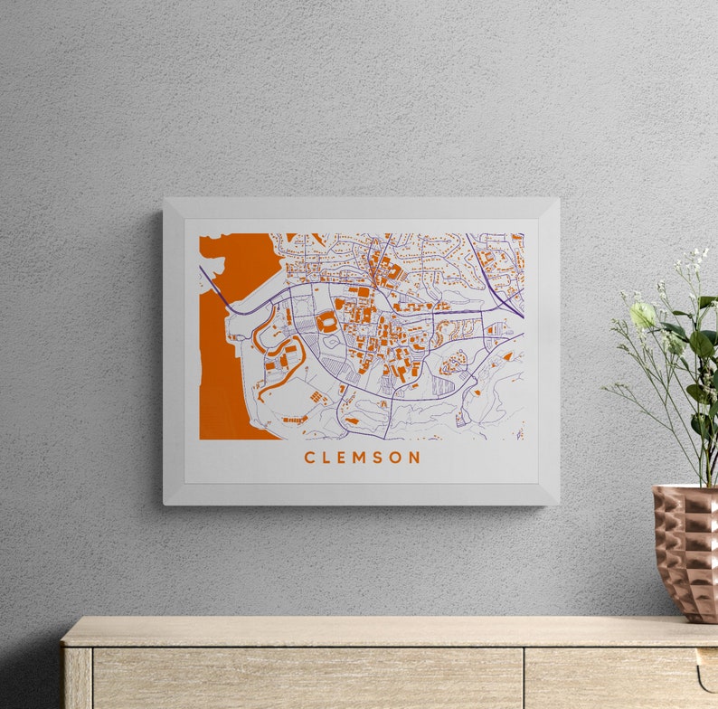 Clemson Campus Map Print College Graduation Gift Clemson - Etsy