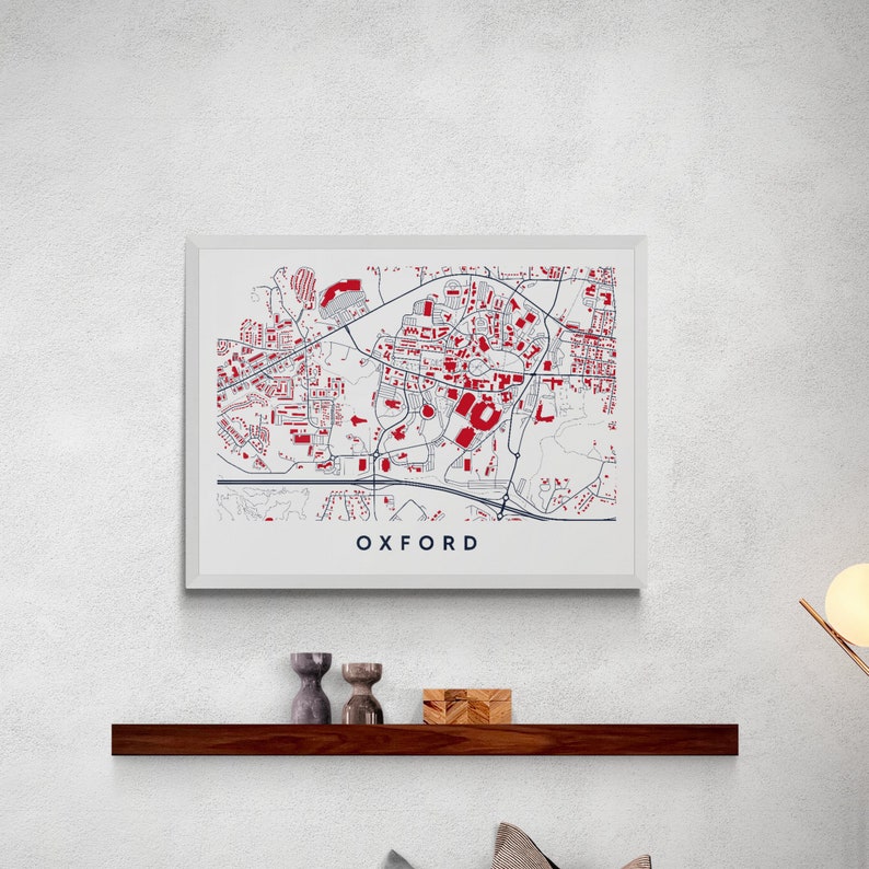 College Town Map Ole Miss Oxford Map Print College - Etsy