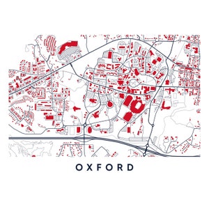 College Town Map Ole Miss Oxford Map Print College - Etsy