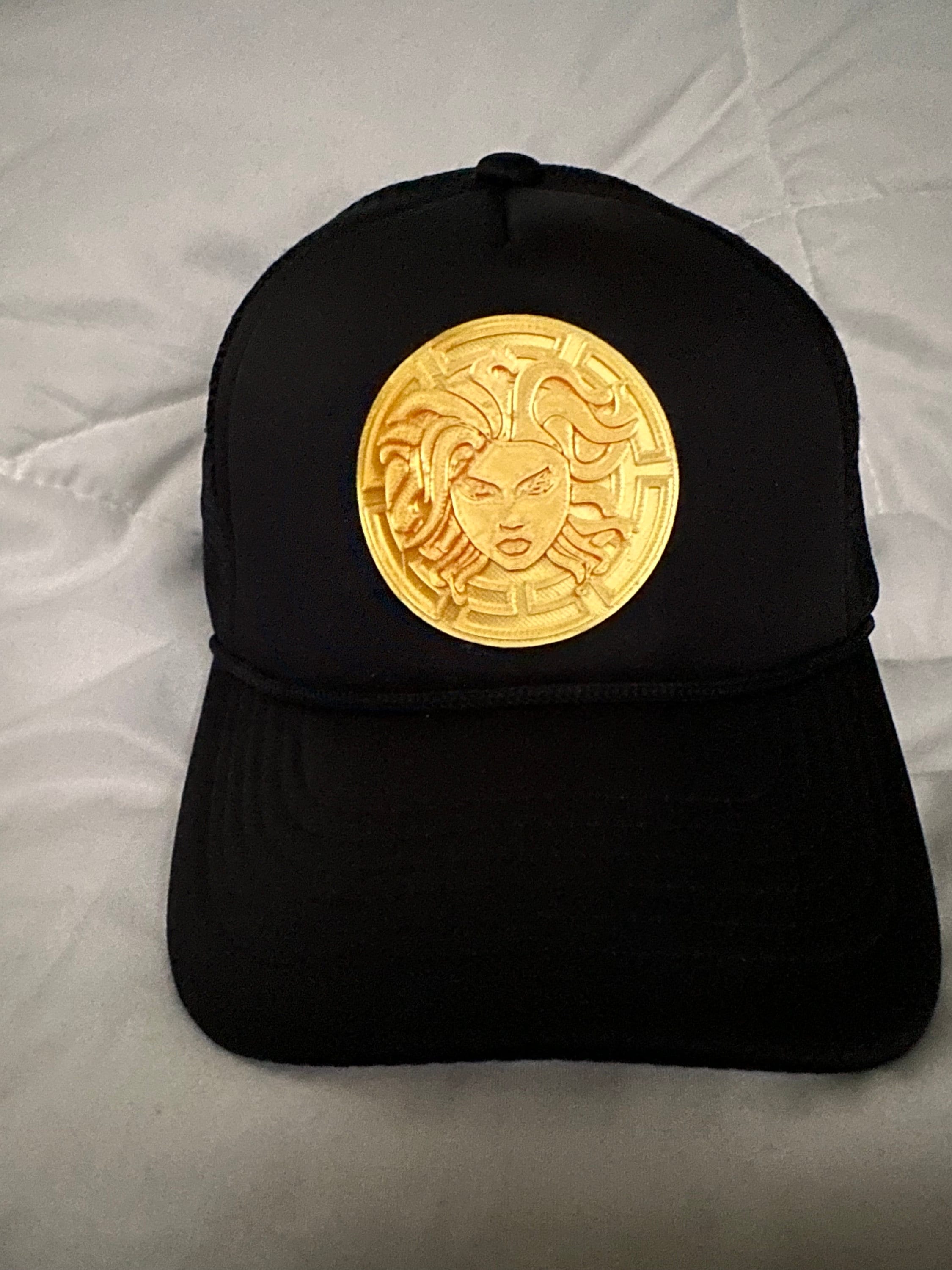 Black Gold Medusa Hat, Greek Mythology Goddess Hat, Mesh Snapback 3D ...