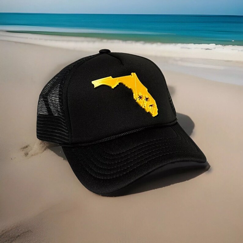 Custom Florida Map 3d Sculpted Snapback Trucker Hat , FL Hat, Miami ...