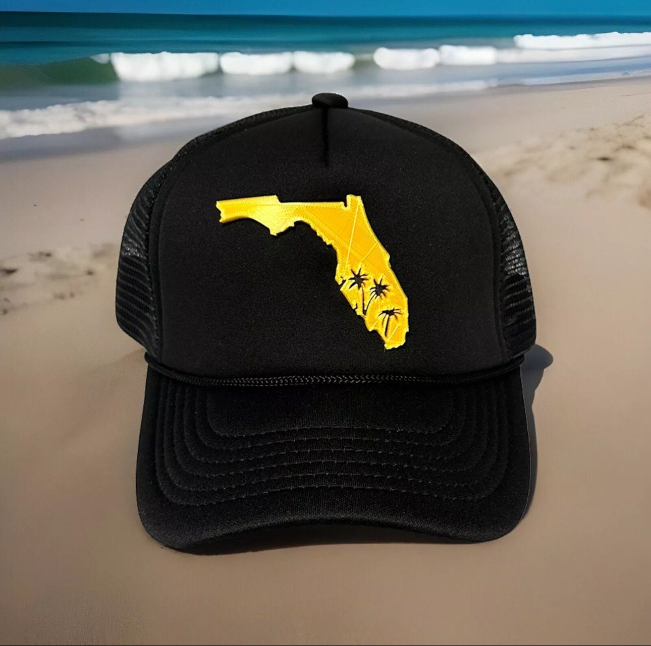 Custom Florida Map 3d Sculpted Snapback Trucker Hat , FL Hat, Miami ...