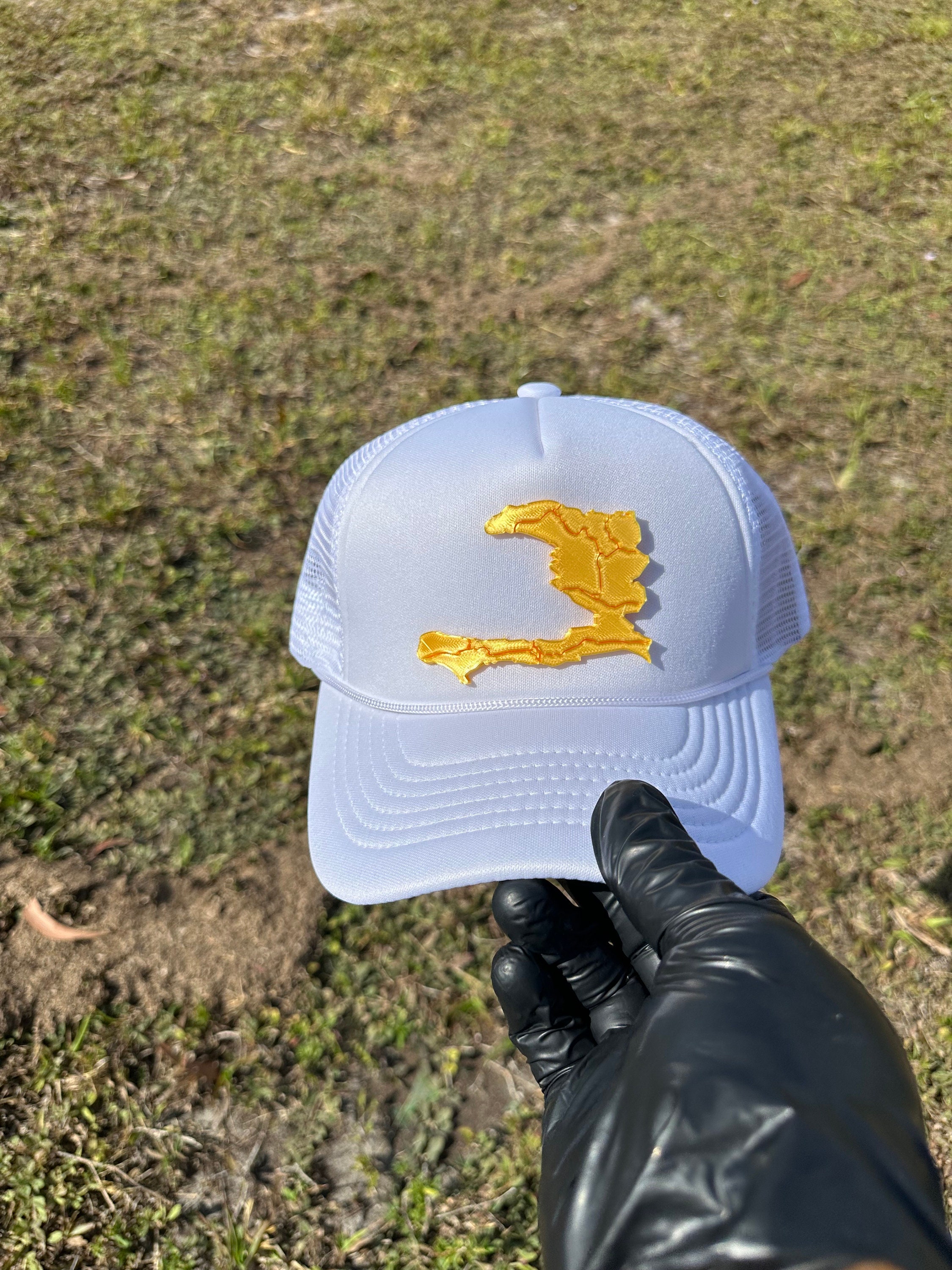 Handmade Haiti Map Hat Unique Gold and White sculpted Ayiti Lunion Fait ...