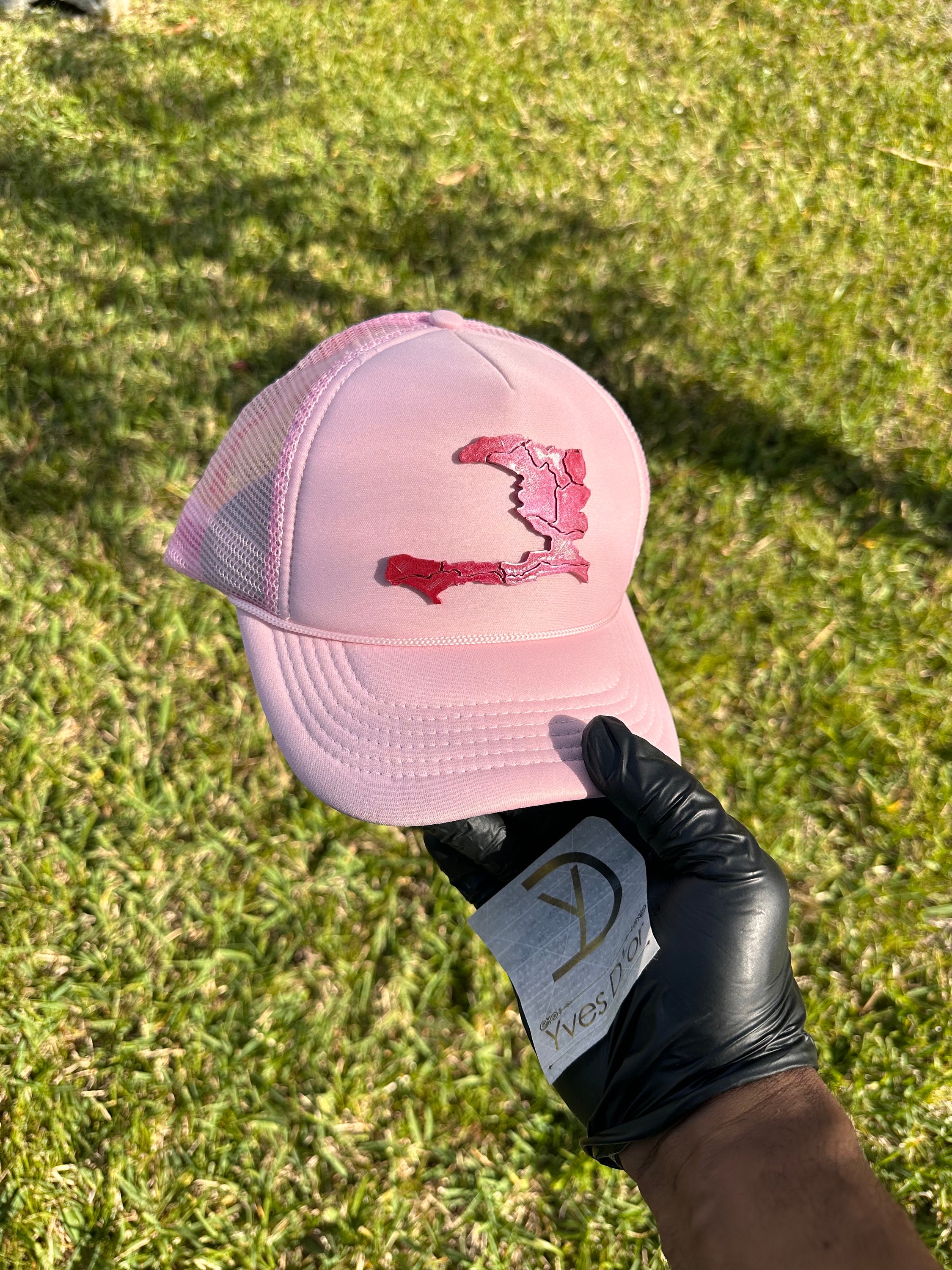 Pink 3D Sculpted Haiti Hat With Red Map - Unique Haiti Souvenir - L ...