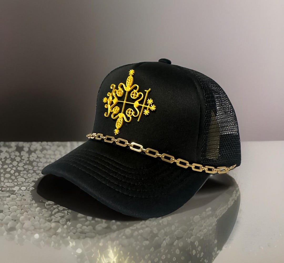 Gold Frame Veve Haiti Hat Cap – Papa Legba Voodoo Style - Etsy