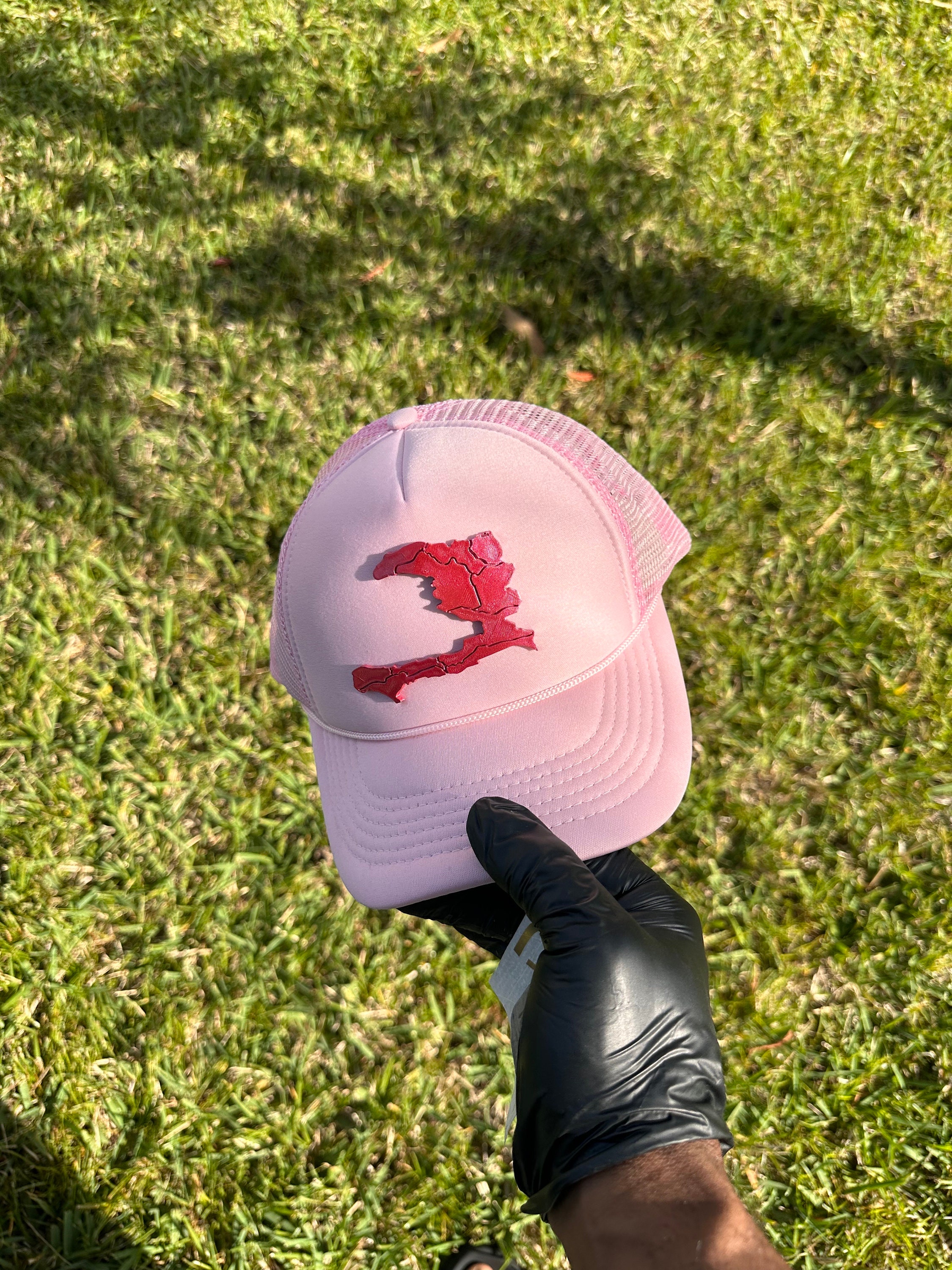 Pink 3D Sculpted Haiti Hat With Red Map - Unique Haiti Souvenir - L ...