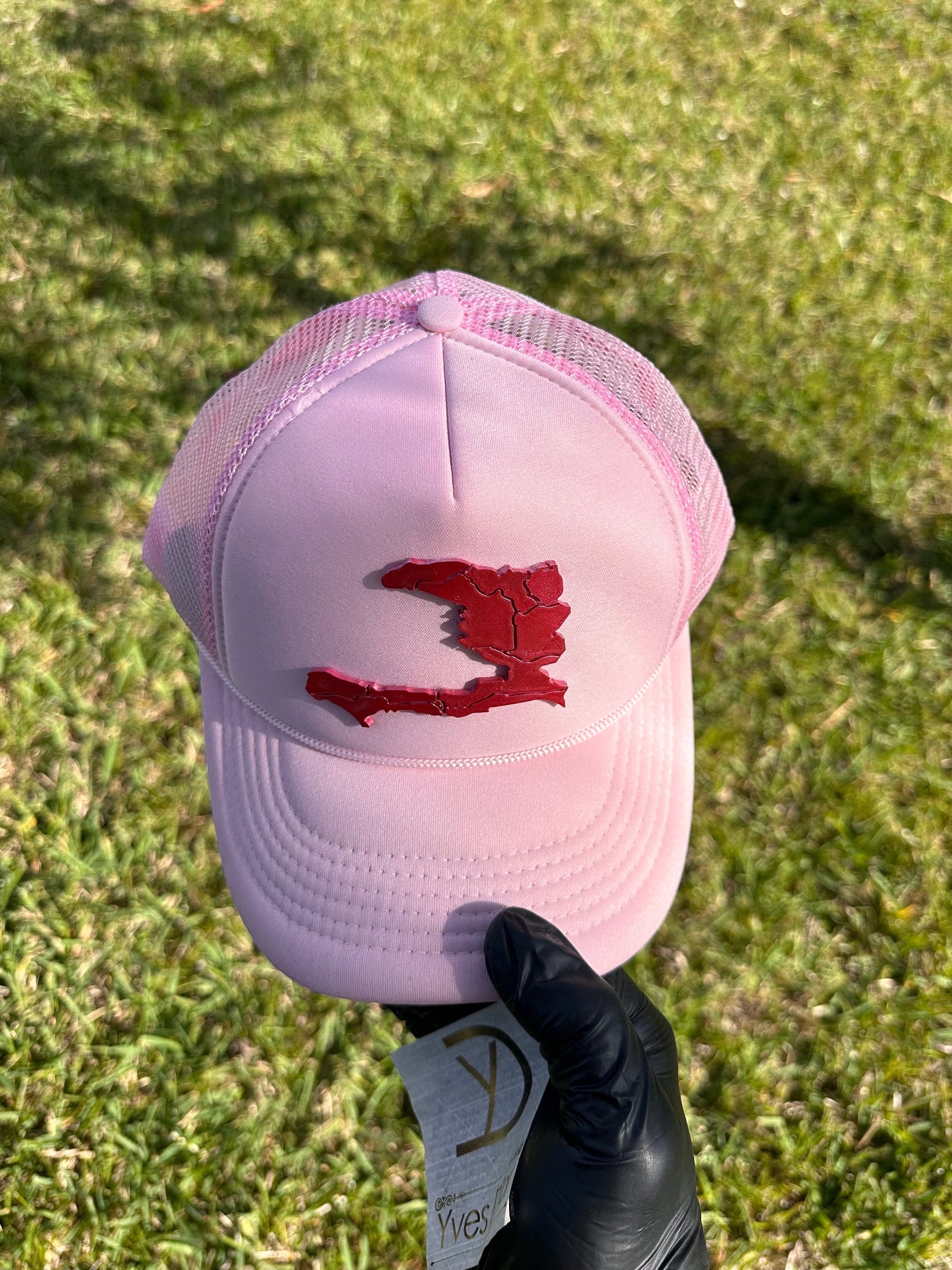 Pink 3D Sculpted Haiti Hat With Red Map - Unique Haiti Souvenir - L ...