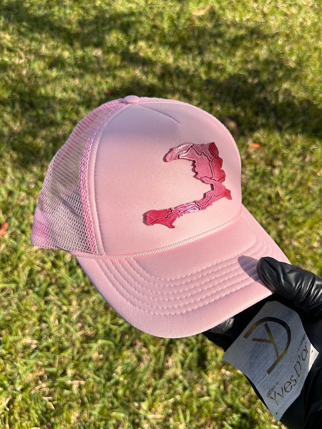 Pink 3D Sculpted Haiti Hat With Red Map - Unique Haiti Souvenir - L ...