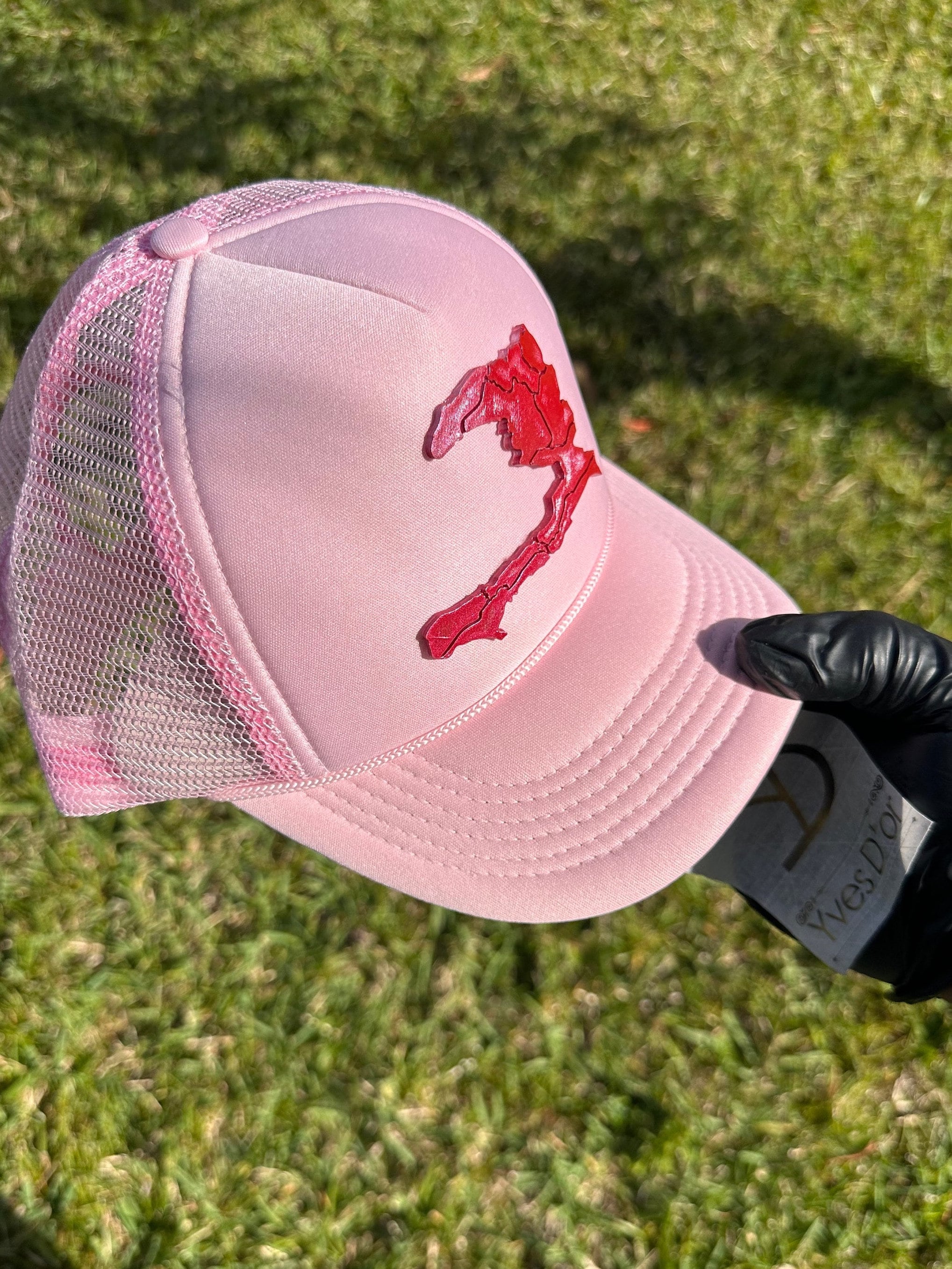 Pink 3D Sculpted Haiti Hat With Red Map - Unique Haiti Souvenir - L ...
