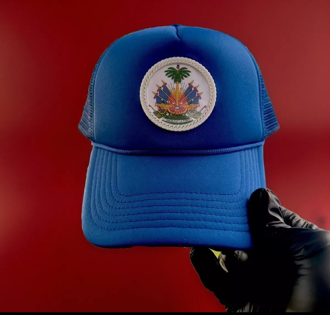 Handmade Haiti Hat - Unique - White Frame Blue Haiti Flag Cap -sculpted ...