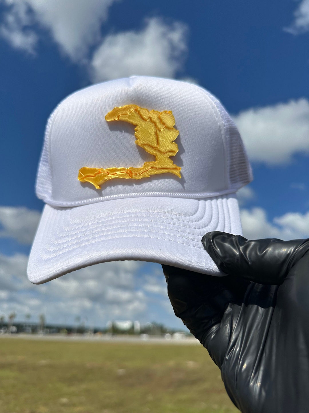 Handmade Haiti Map Hat - Unique - Gold and White -sculpted - Ayiti - L ...