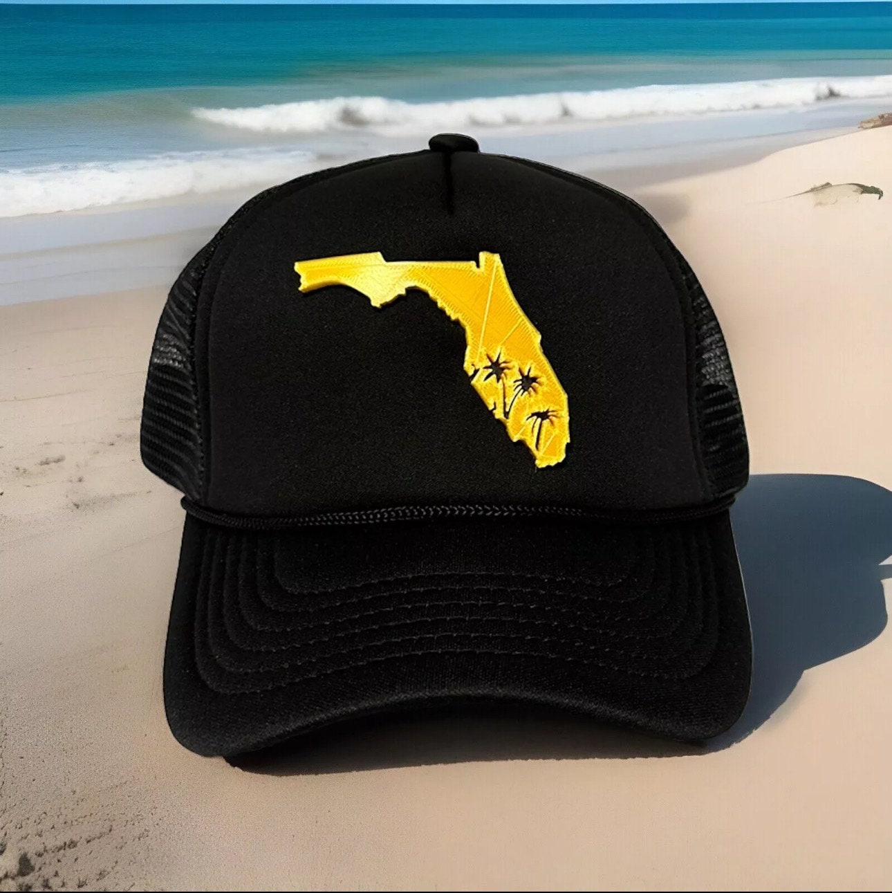 Custom Florida Map 3d Sculpted Snapback Trucker Hat , FL Hat, Miami ...