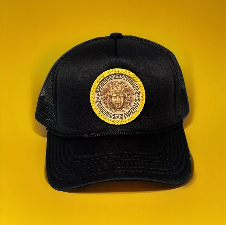 Medusa Mesh Snapback Trucker Cap - Elegant Greek Mythology Goddess Hat ...