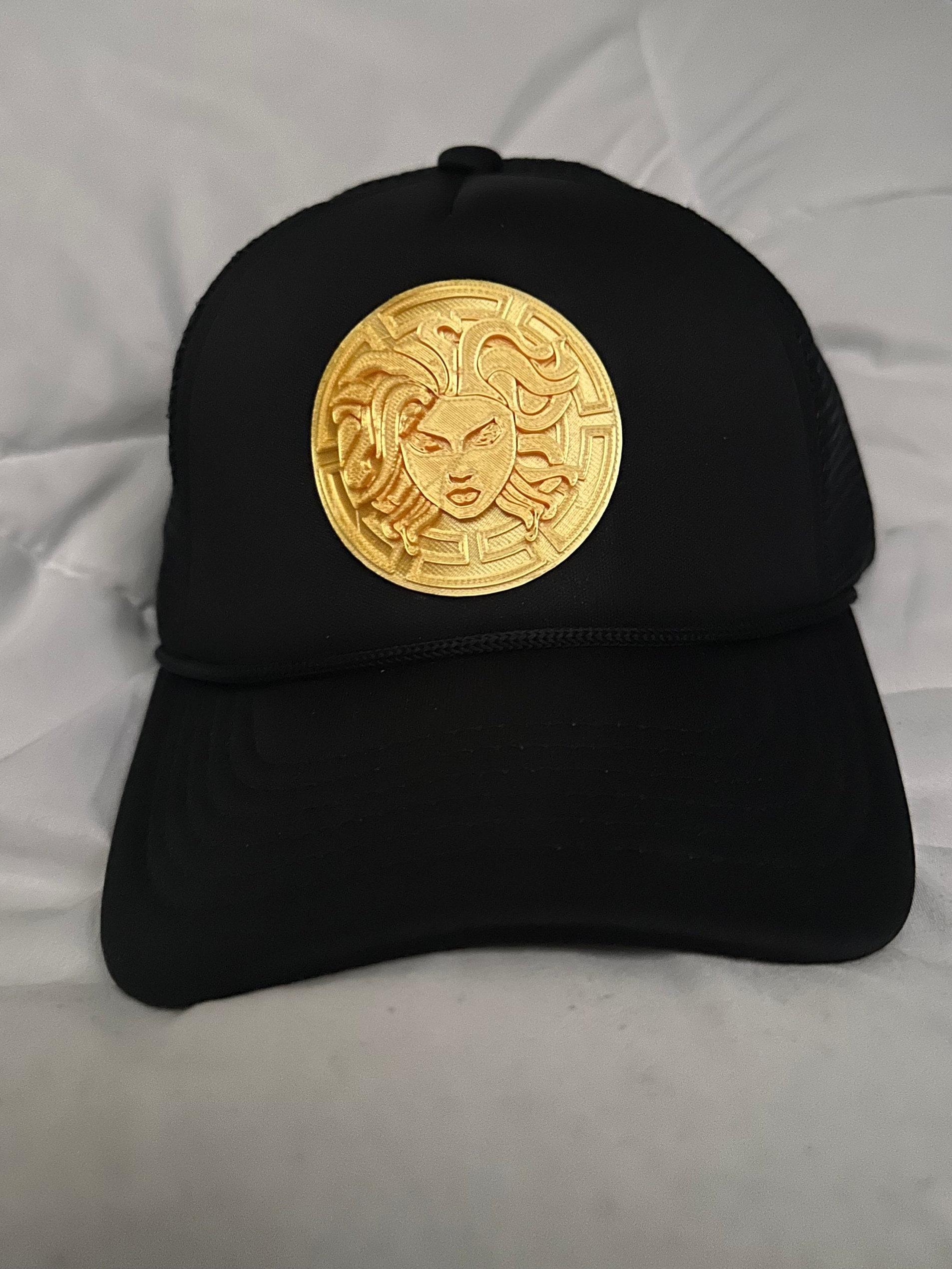 Black Gold Medusa Hat, Greek Mythology Goddess Hat, Mesh Snapback 3D ...