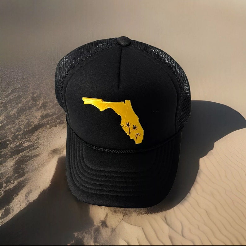 Custom Florida Map 3d Sculpted Snapback Trucker Hat , FL Hat, Miami ...