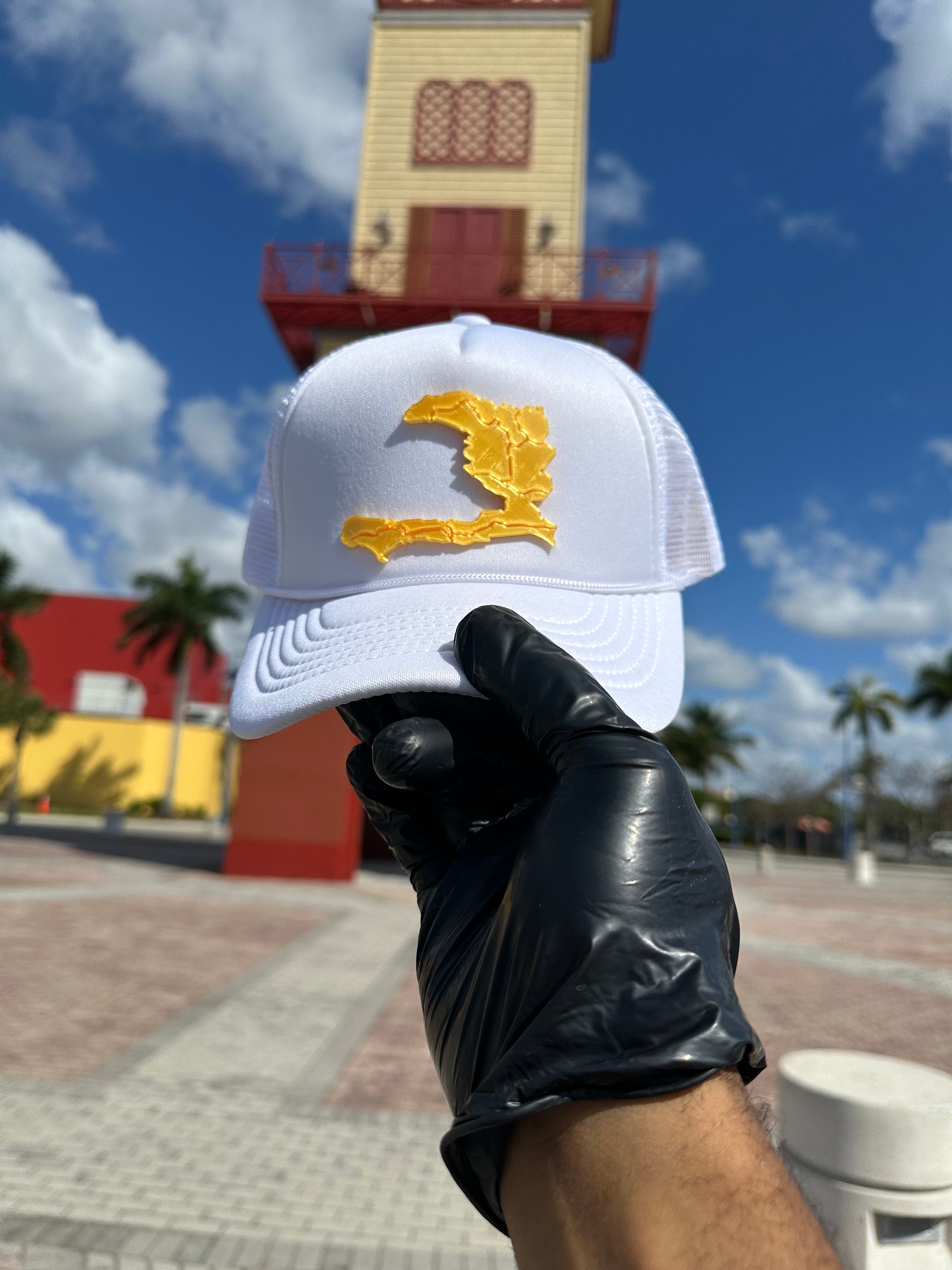 Handmade Haiti Map Hat Unique Gold and White sculpted Ayiti Lunion Fait ...