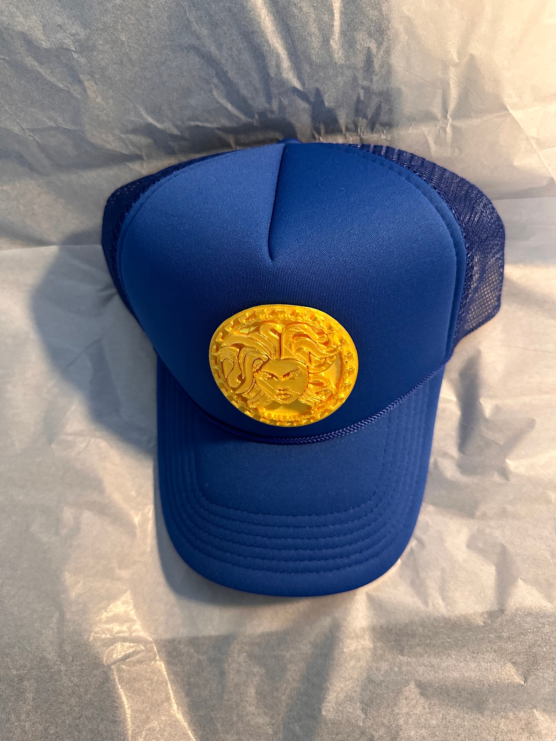 Blue Gold Medusa Hat, Greek Mythology Goddess Hat, Mesh Snapback 3D ...