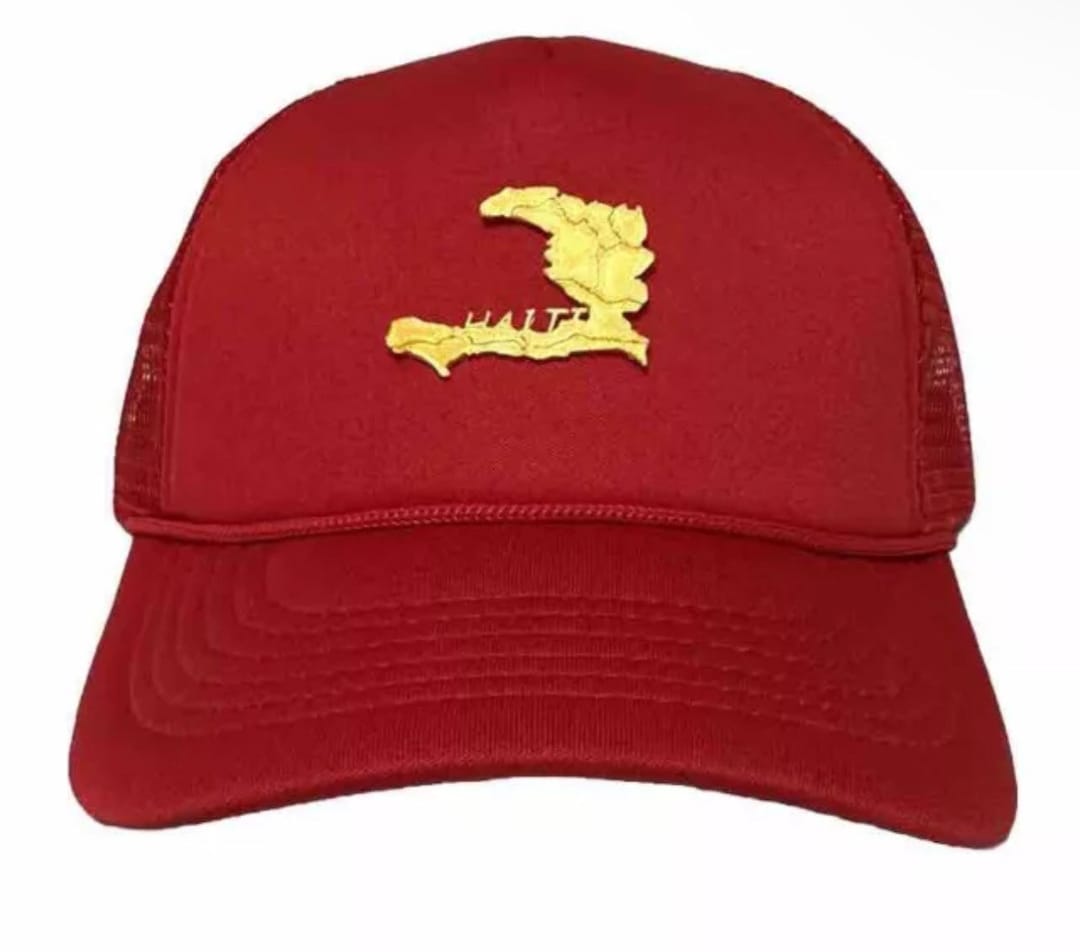 Handmade Haiti Map Hat - Unique - Fast Shipping - Gold and Red - 3D ...