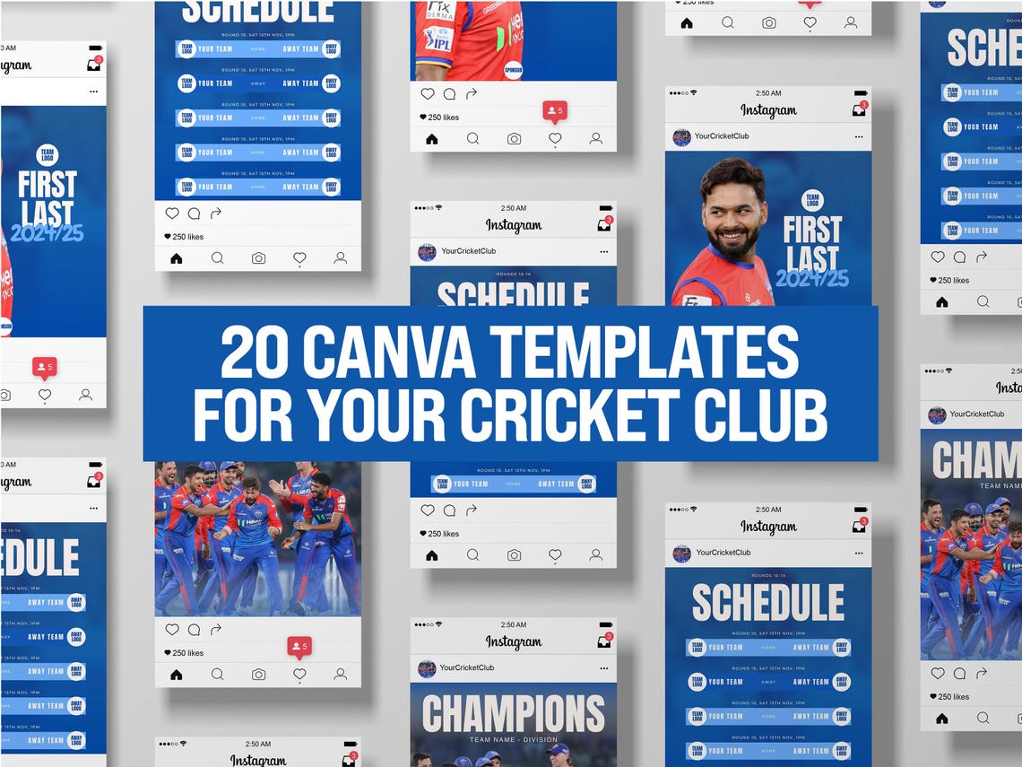 Cricket Team Social Media Kit – 20 Canva Templates (digital Download ...