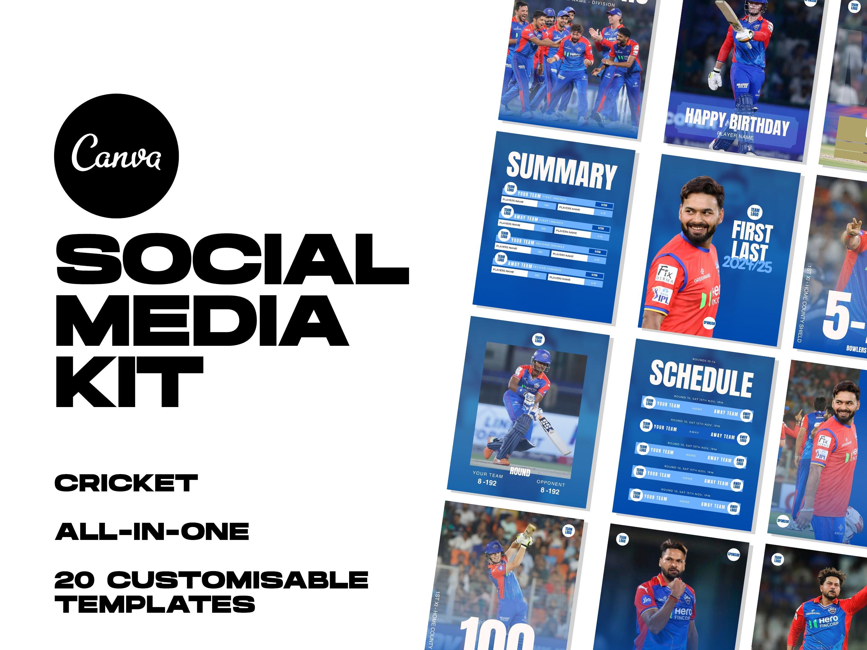Cricket Team Social Media Kit – 20 Canva Templates (digital Download ...