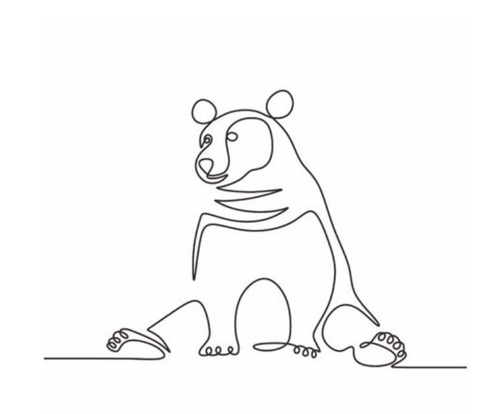 Continuous Single Line Drawing of Bear Wild Animals - Etsy