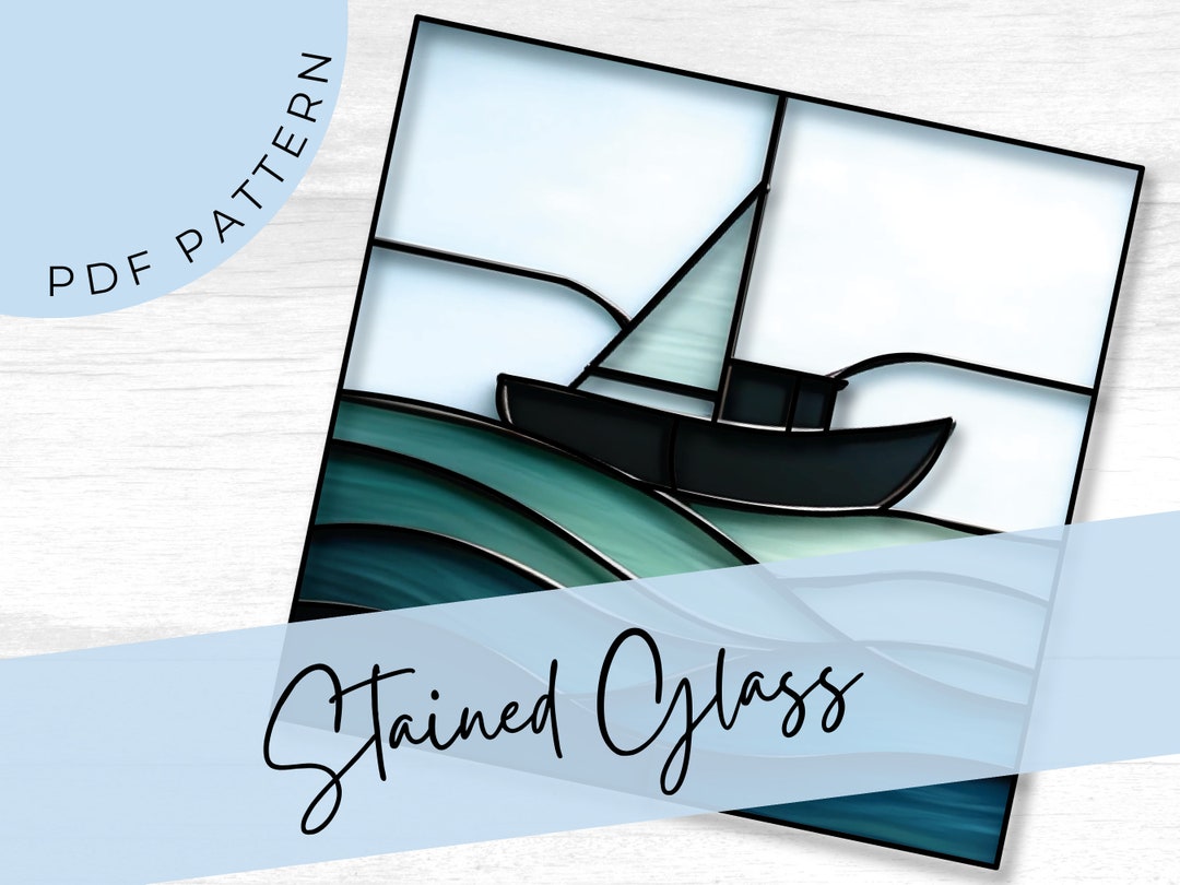 Serene Boat Scene Stained Glass Pattern - DIY PDF Guide for Creating a ...