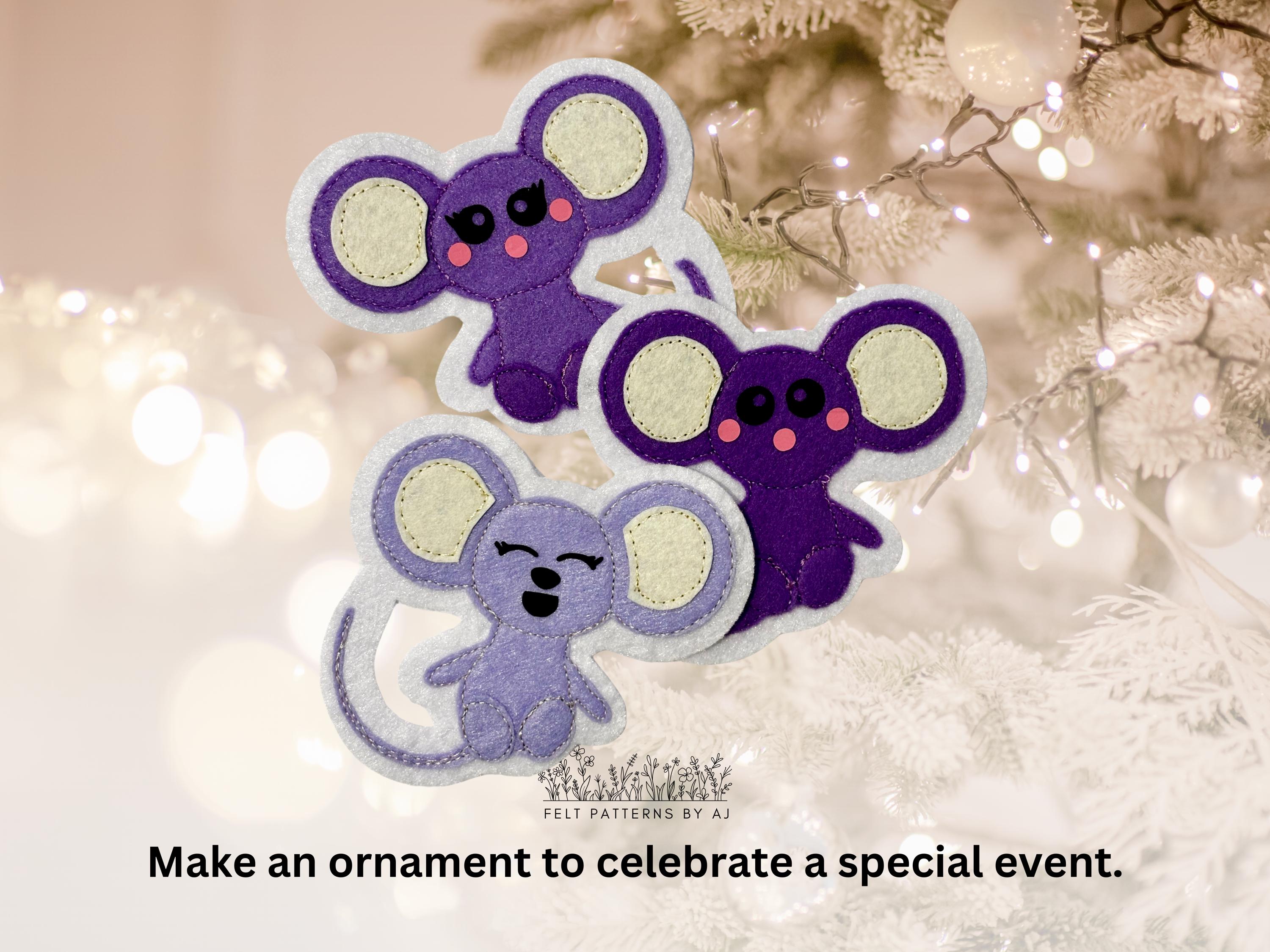 Adorable Mouse DIY Felt Ornament Christmas Pattern - Etsy
