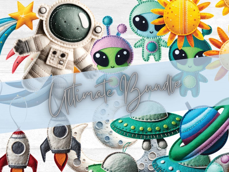 Space-themed DIY Felt Ornaments: Sun, Moon, Rocket, Alien UFO ...