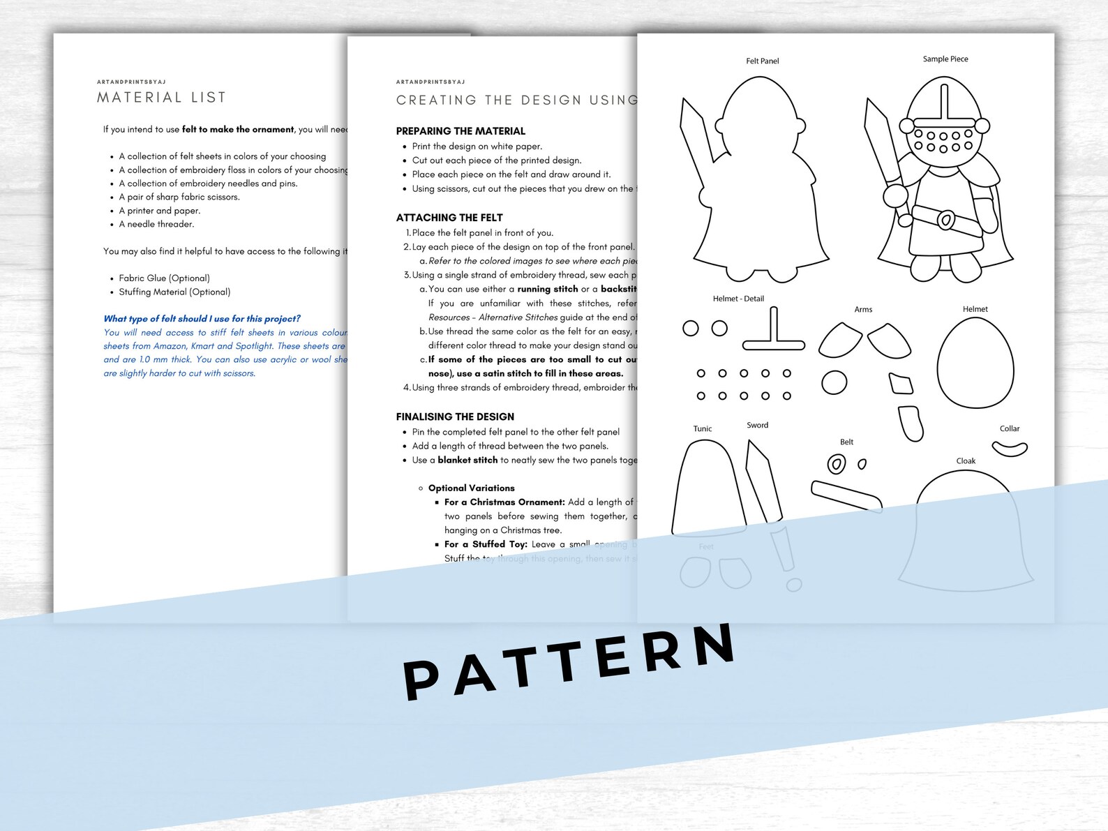 DIY Medieval Felt Ornament Pattern: King, Queen, Knight, Dragon (PDF ...