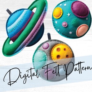 Space-themed DIY Felt Ornaments: Sun, Moon, Rocket, Alien UFO ...