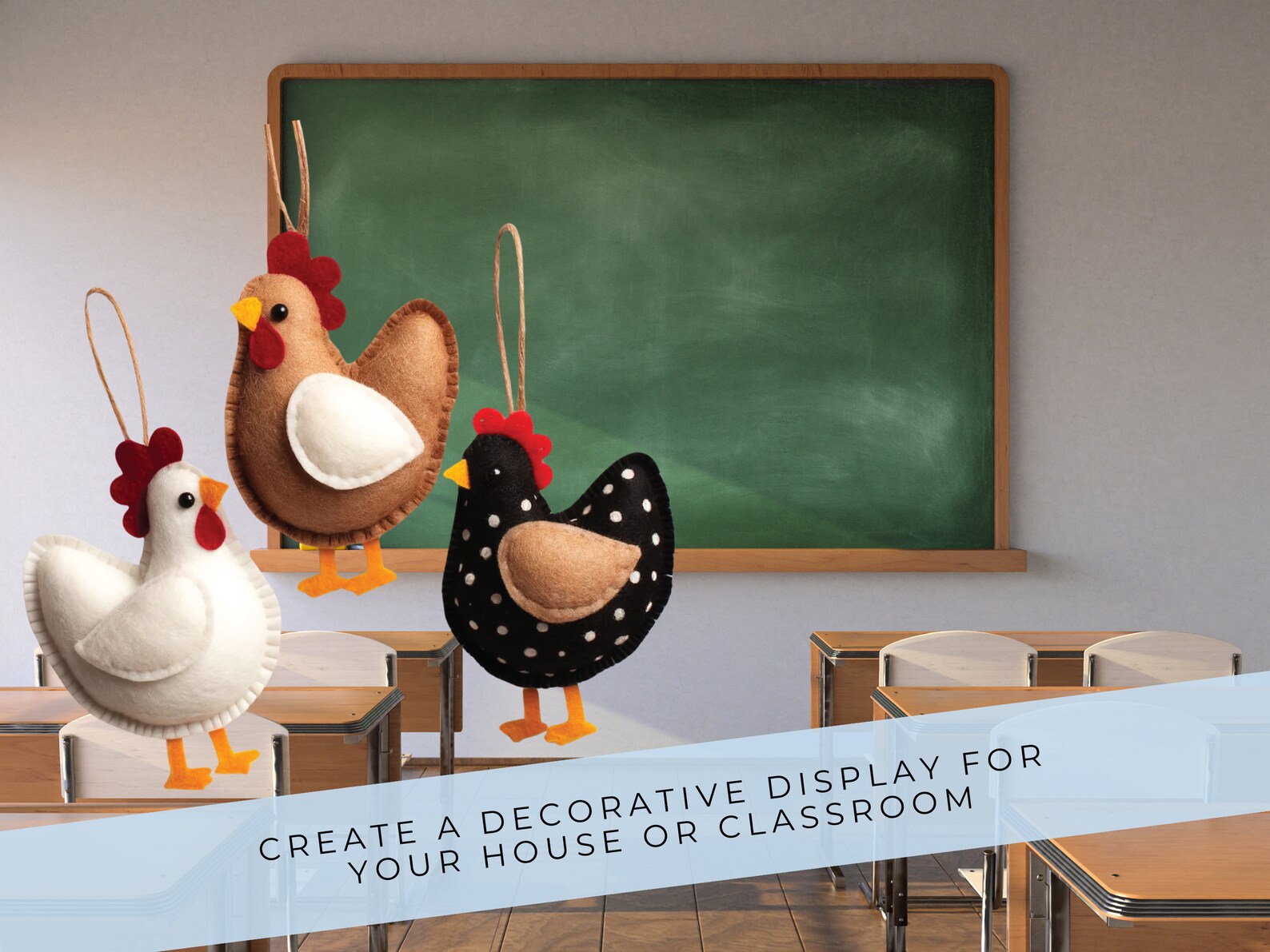 Felt Chicken, Hen or Rooster Animal Pattern: Create Adorable Decor ...