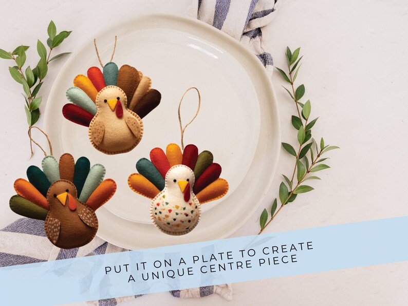 DIY Felt Turkey Pattern Versatile Thanksgiving Sewing Craft Project for ...