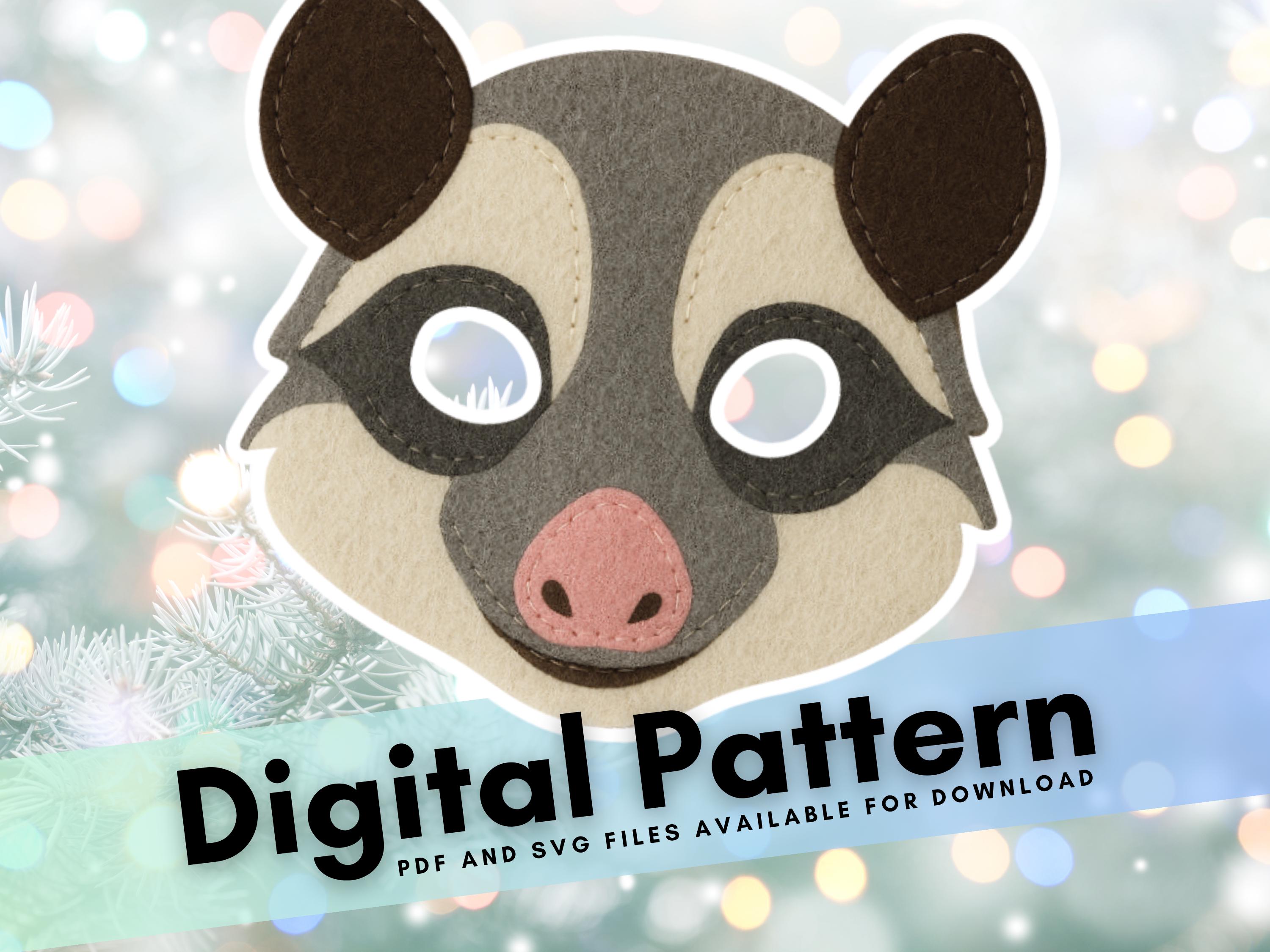 DIY Felt Possum Mask for Halloween or Costume | PDF & SVG Sewing ...