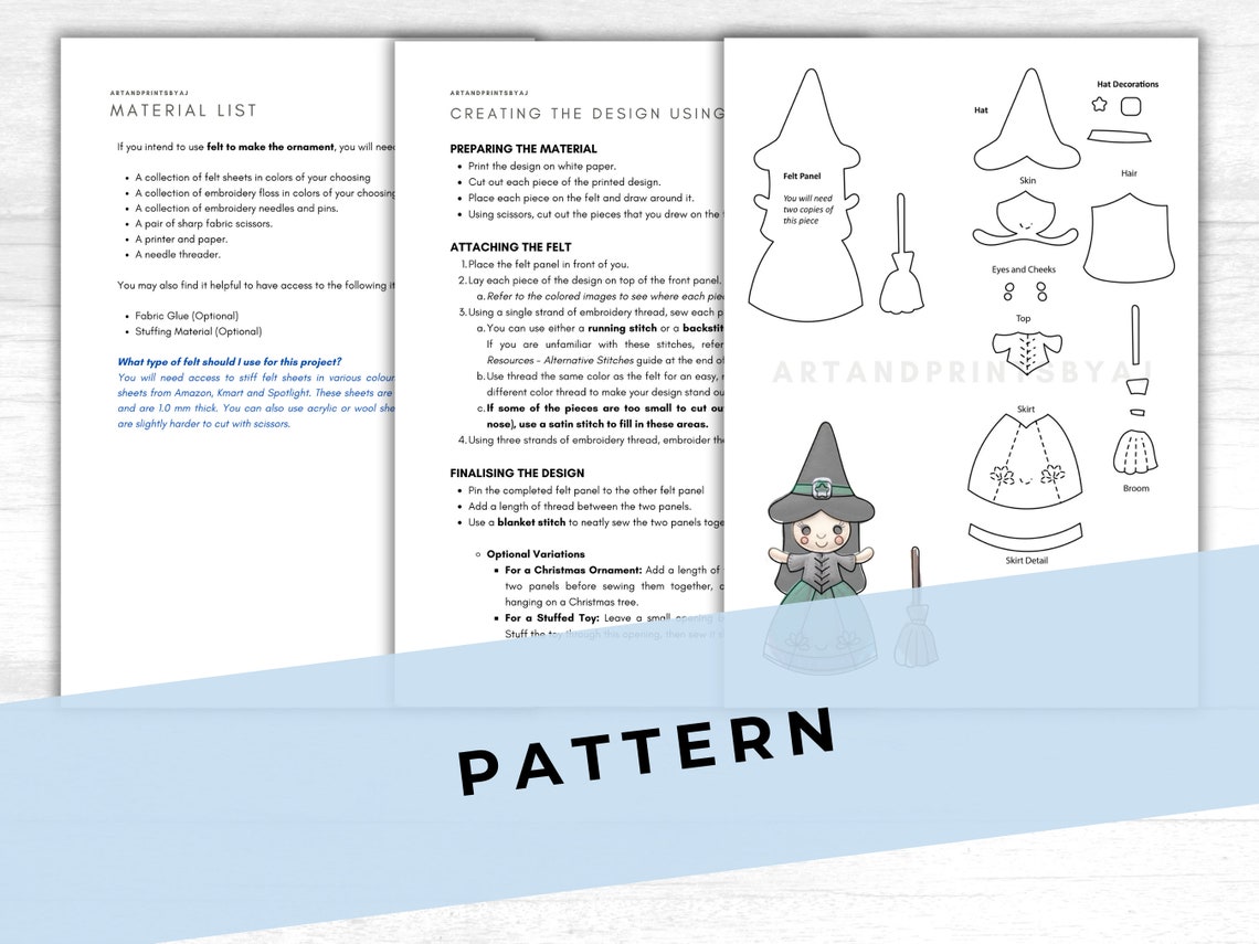 Witch Felt Pattern Digital Template: Craft Your Own Spooky Enchantress ...