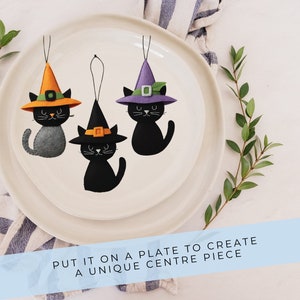 Black Cat in Witch's Hat Felt Pattern Digital Template: Craft Your Own ...