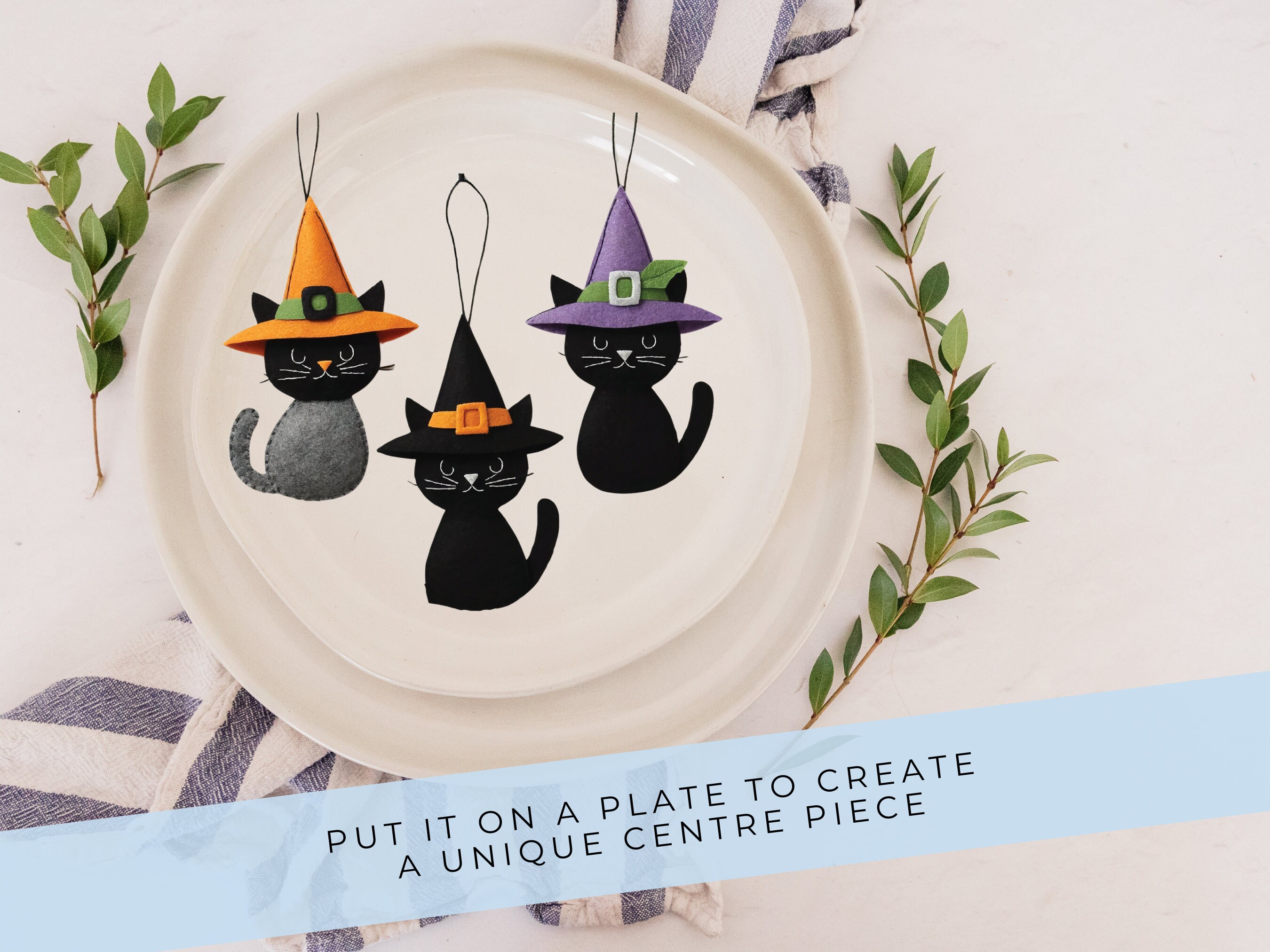 Black Cat in Witch's Hat Felt Pattern Digital Template: Craft Your Own ...