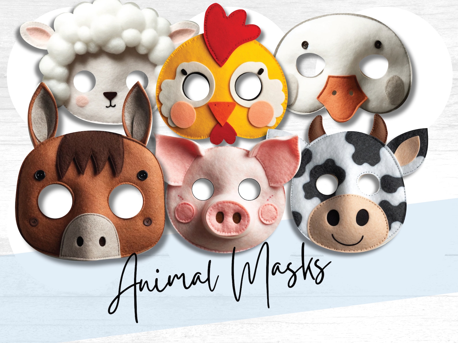 Felt Farm Animal Mask Patterns Printable Mask, Coloring Page & Felt ...
