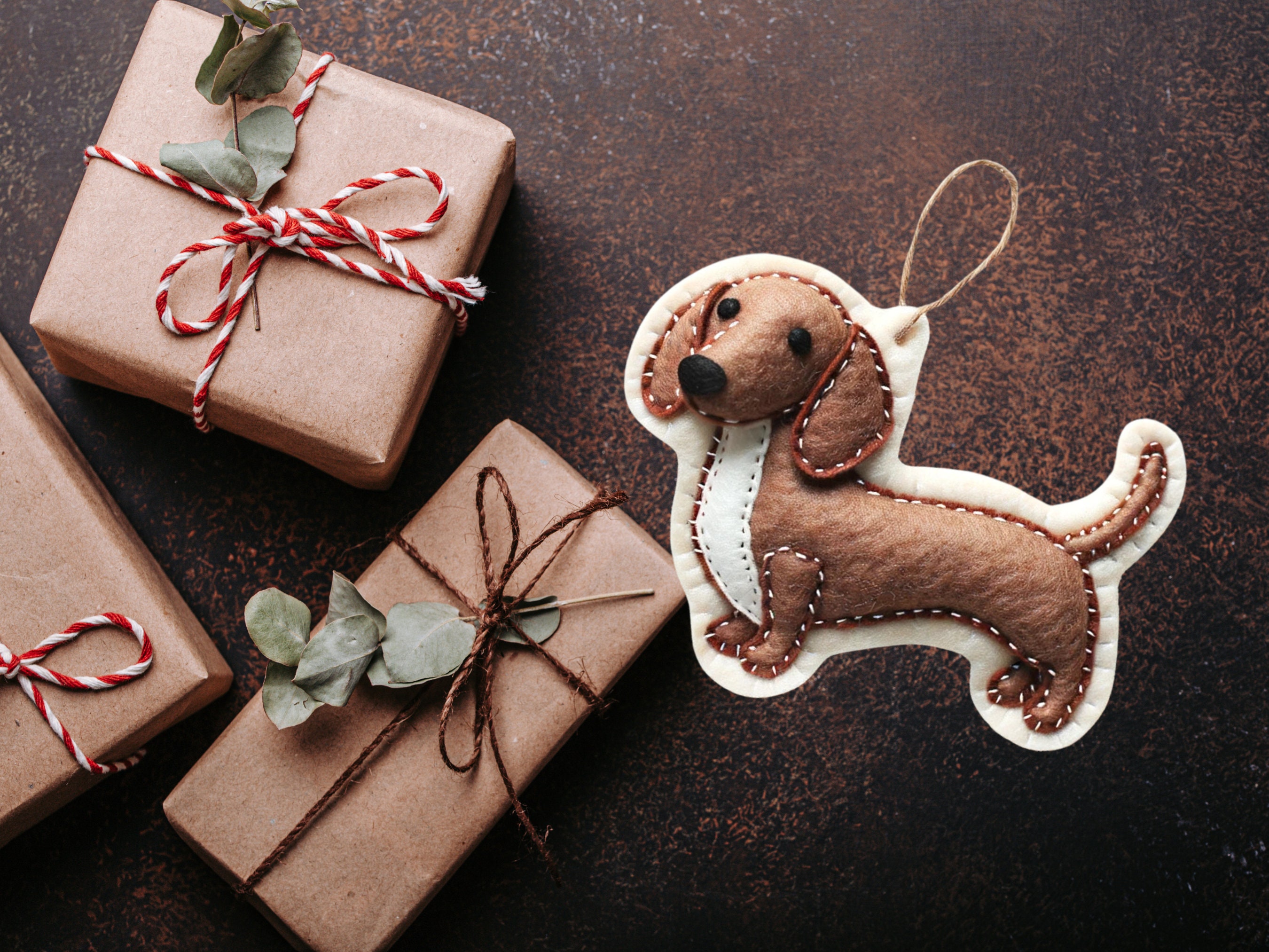 DIY Felt Dachshund Ornament: Hand Embroidery Pattern (instant Download ...