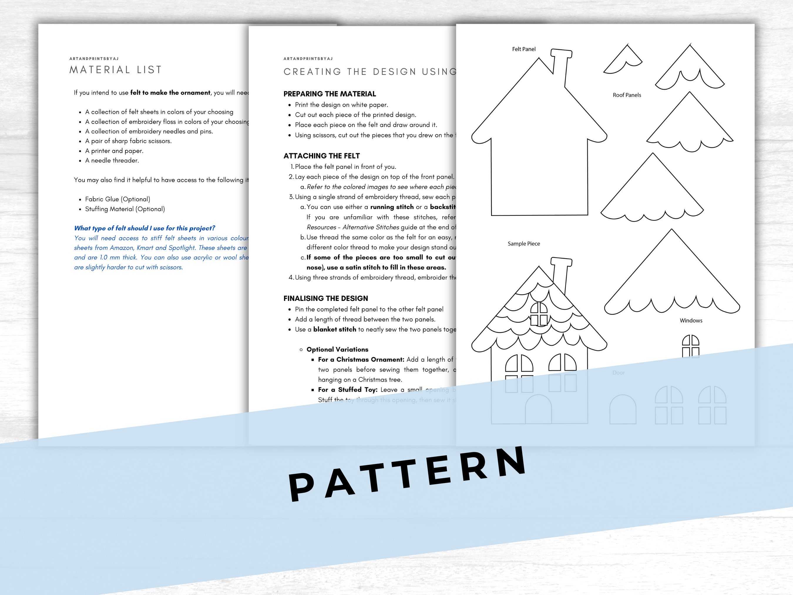 Felt Haunted House Pattern DIY Halloween Craft for Ornaments, Garlands ...