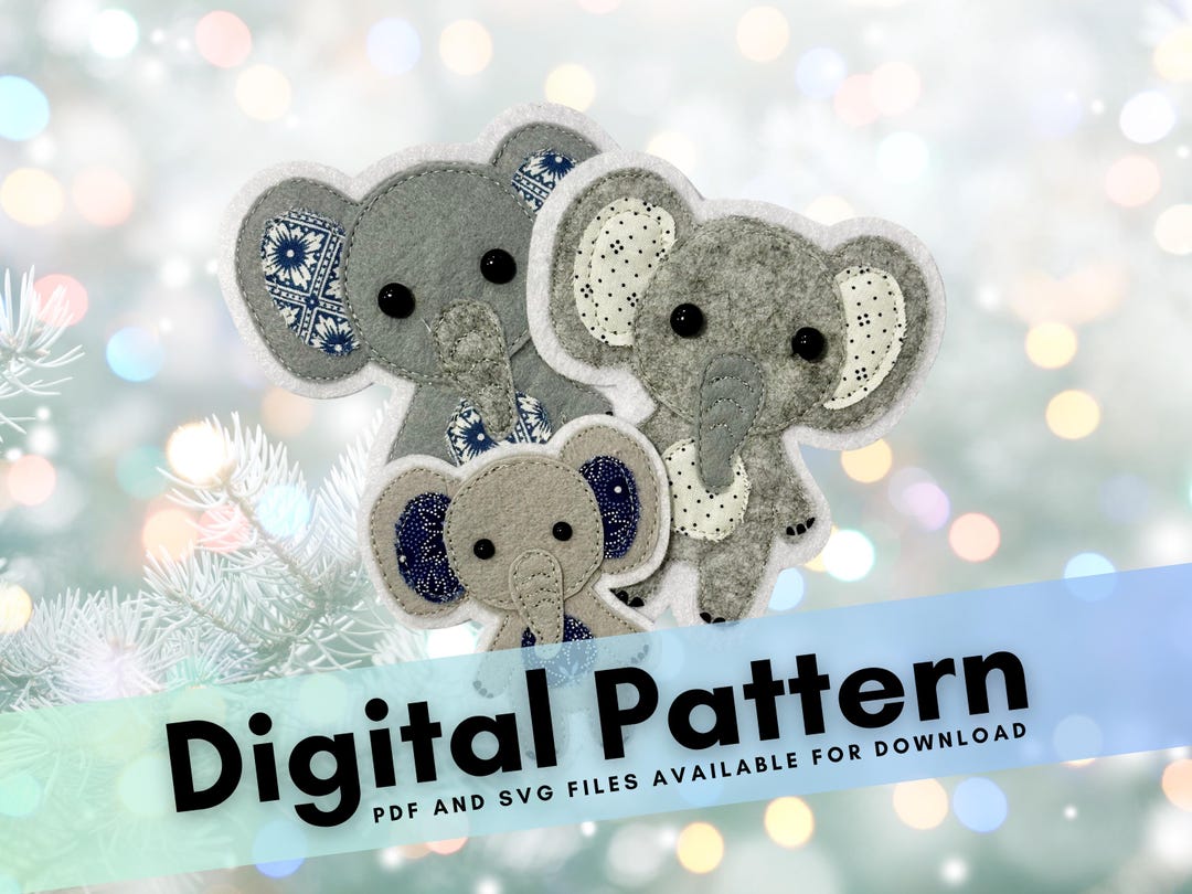 Adorable Elephant Felt Pattern Digital Template: Create Your Own Felt ...