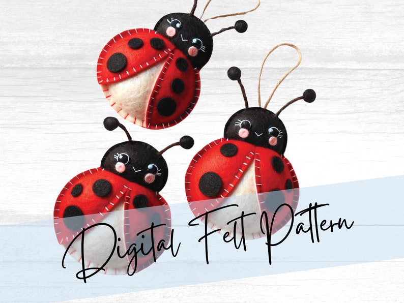 Felt Ladybug or Lady Beetle Pattern DIY Craft Project for Ornaments ...